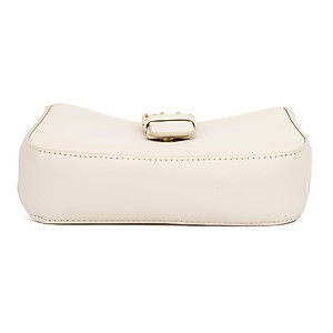 Olivia Miller Women's Fashion Gabriella Off White PU Vegan Leather Shoulder Bag w Buckle Detail n Magnetic Snap, Casual 90's Y2K Retro Purse Handbag