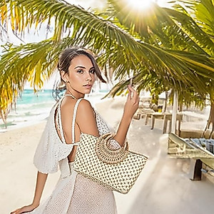 ZPHXD Chic Beach Bags And Straw Tote Bags Luxury Handbags For Women's Vacation Boho Beach Summer Clutch