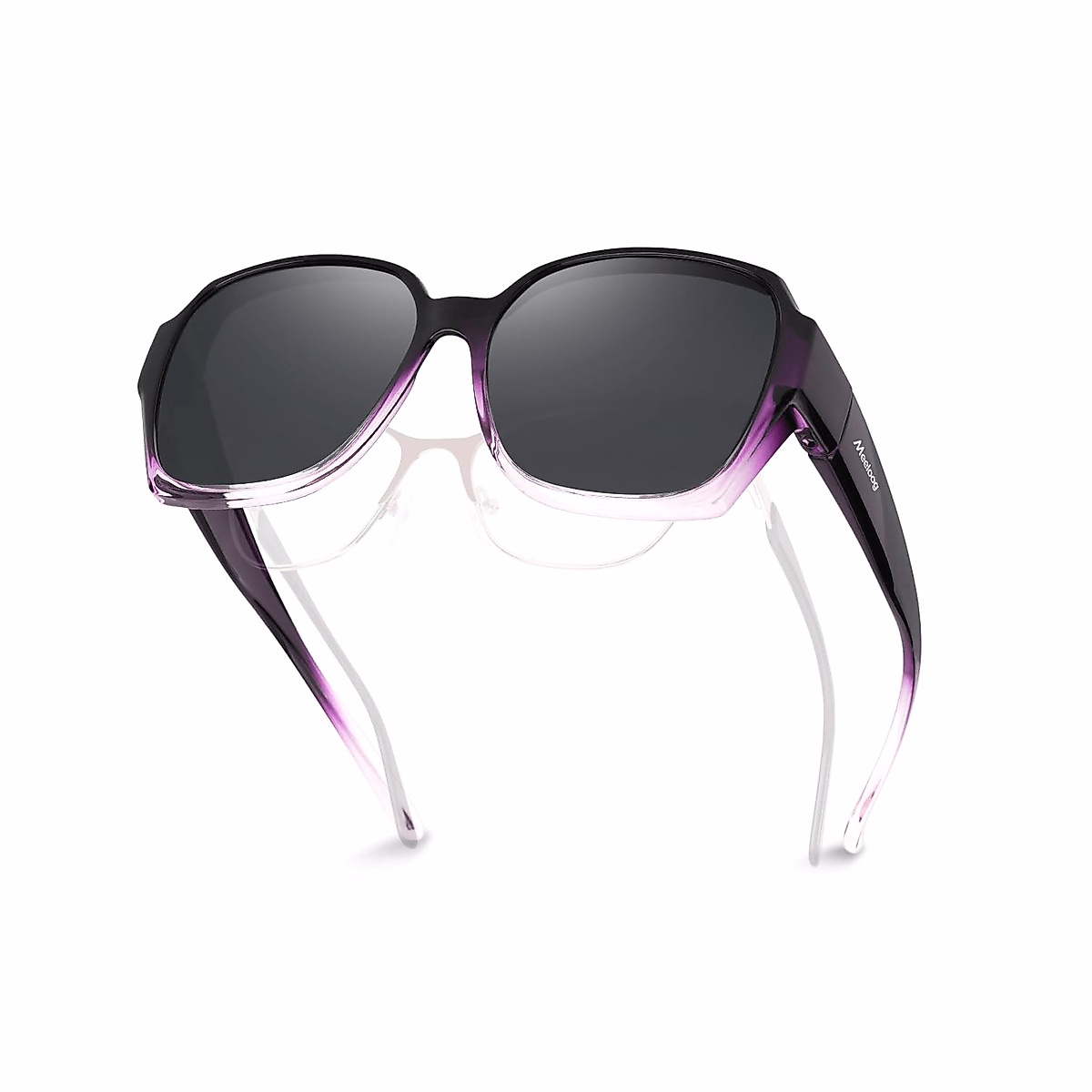 Meeloog Polarized Fit Over Glasses Sunglasses for Women Men, Square Oversized Lightweight Shades for Driving Riding MST2106