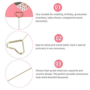 60PCS Sticks for Flower Bouquet, Metal Floral Picks, Gold Place Card Holder, Heart Loop Picture Holders, Flower Bouquet Accessories, Flower Arrangements Supplies, Floral Supplies, Florist Supplies