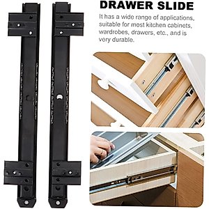 ALturN Drawer Glides,1 Pair Keyboard Track Dresser Tray L Brackets Heavy Duty Black Slides Side Under Desk Keyboard Tray Slide Out Keyboard Drawer Under Desk Slide Drawer Track Drawer Guide Rail B