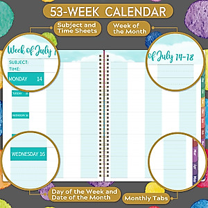 2023 Planner – Weekly and Monthly Planner 2023, Jan 2023 – Dec 2023, 2023 Weekly Monthly Planner with Monthly Tab, 8.46" x 6.37", Twin-Wire Binding, Thick Paper, Back Pocket, Elastic Closure - Black Pattern