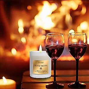 Highly Scented Candle with Island Nectar Aroma | Natural Clean-Burn Eco-Friendly Soy Wax | Handmade in USA in Big Glass Jar and Giftable Box | Burn Up to 80 Hours | Gift for Her