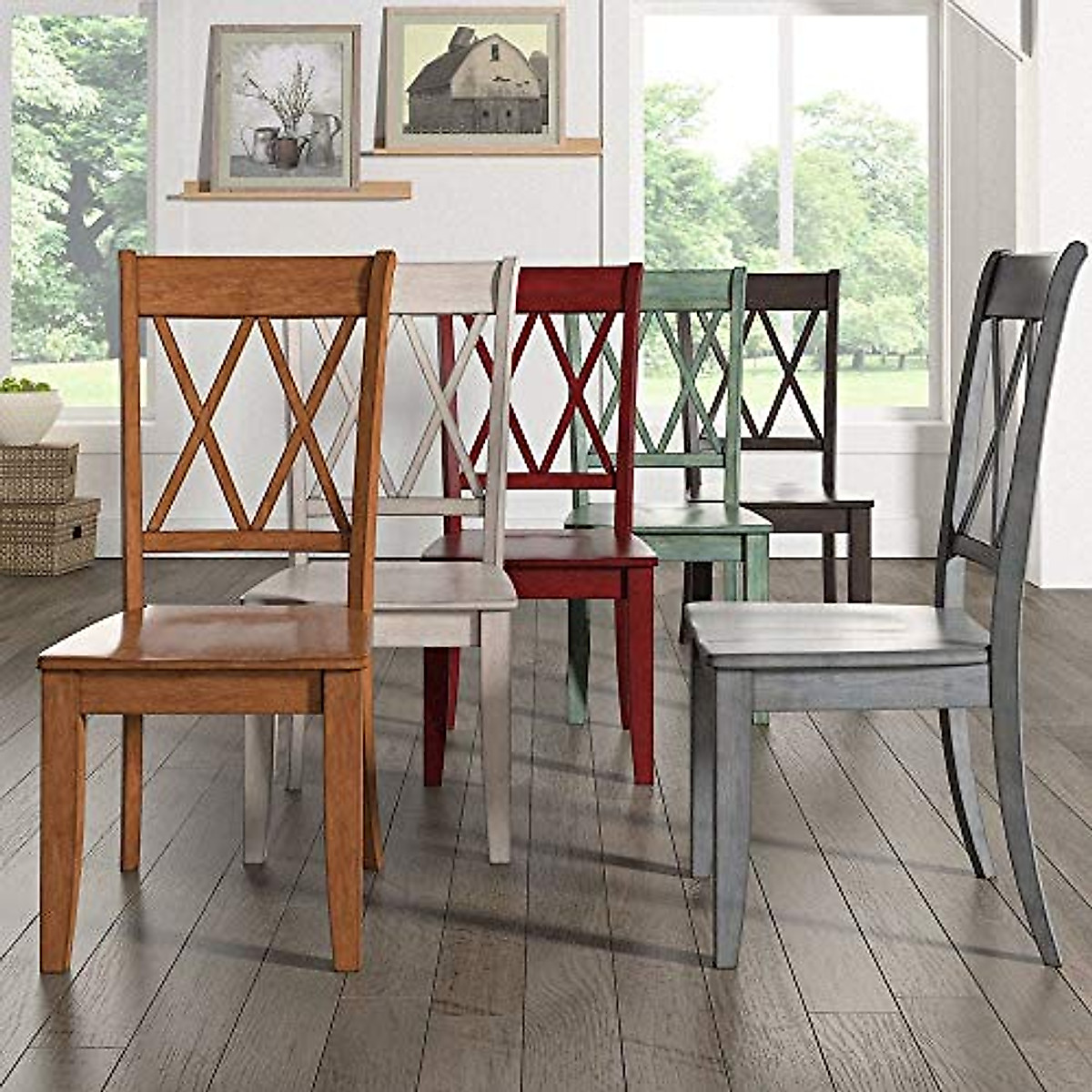 Inspire Q Eleanor Double X Back Wood Dining Chair (Set of 2) by Classic Grey