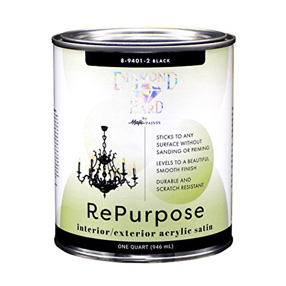 Majic PAINTS Interior/Exterior Satin Paint, RePurpose your Furniture, Cabinets, Glass, Metal, Tile, Wood and More, Black, 1-Quart ​, 32 Fl Oz (Pack of 1)