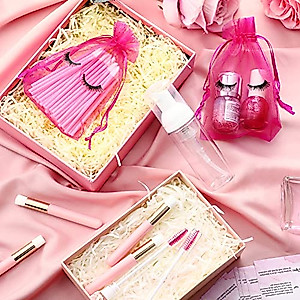 8 Pcs Lash Shampoo Brushes Set Eyelash Aftercare Bag Disposable Mascara Tubes Foam Pump Bottle Extension Aftercare Instructions Cards Eyelash Accessories for Women Mother's Gift(Mesh Bag, Organza)