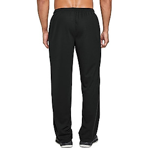 Susclude Sweatpants for Men Loose Fit Open Bottom Mesh Running Pants Lightweight Athletic Workout Gym Pants with Pocket Black S