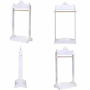 JOLIE VALLÉE TOYS & HOME 2-in-1 Kids Wood Armoire Wardrobe Crown Clothes Rack, White Baby Clothes Storage Rack Standing Closet, Boutique Clothes Rack Organizer for Toddler Girls 2-5 Years