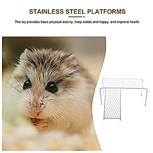 PATKAW Hamster Cage Platform Stainless Steel Rutin Chicken Rack Wire Chicken Coop Platform with Climbing Ladder for Mouses Rat Gerbil Dwarf Hamster