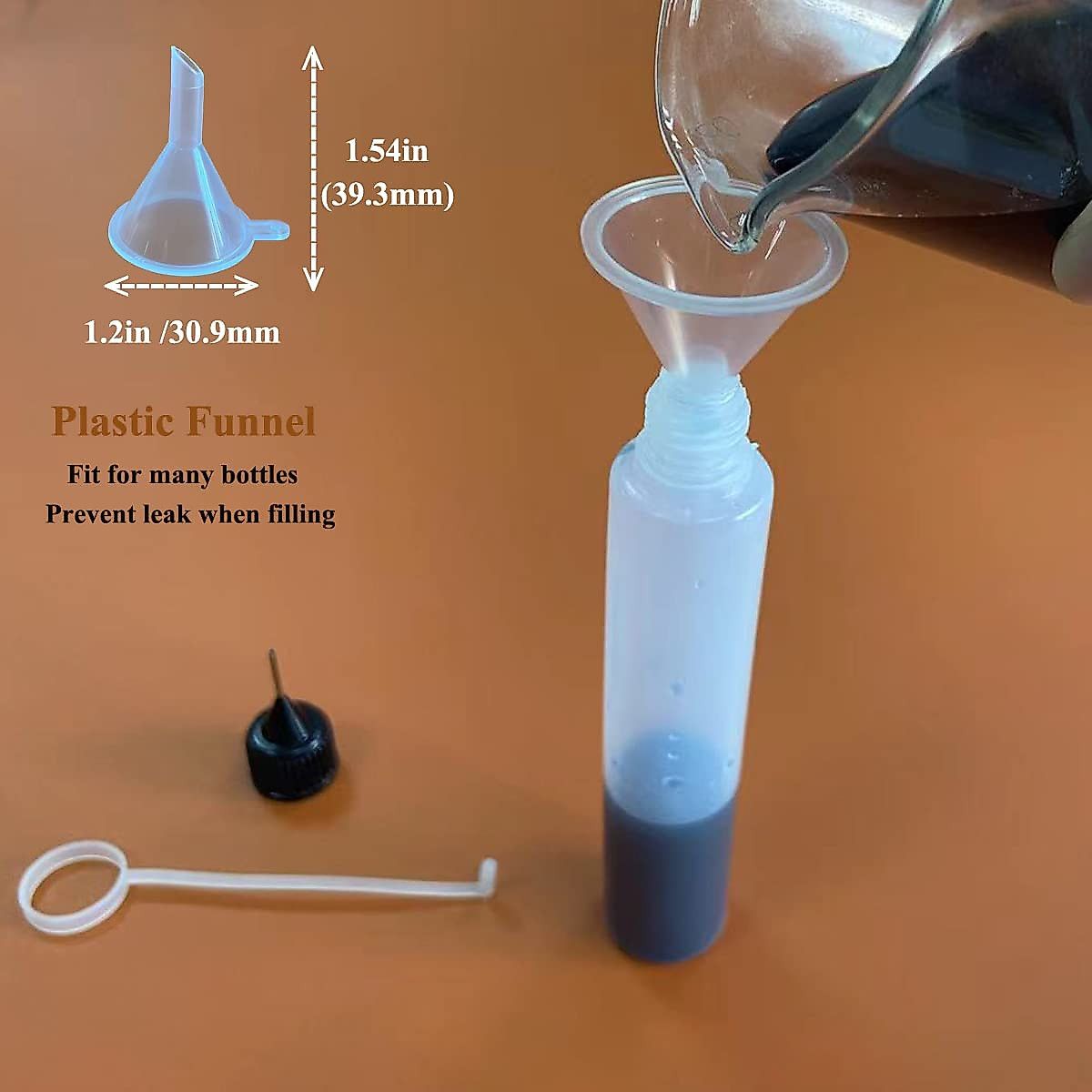 XIAONAN 30pcs 2oz(60ml) Precision Tip Applicator Bottle Needle Tip Squeeze Bottle for Painting Craft and Glue/Ink/Oil Projects with 6 Funnels, 1 Brush, 1 Label