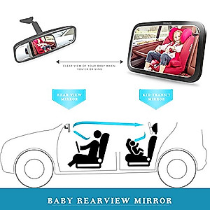 Shynerk Baby Car Mirror, Safety Car Seat Mirror for Rear Facing Infant with Wide Crystal Clear View, Shatterproof, Fully Assembled, Crash Tested and Certified