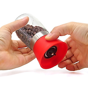 Honbay 1PCS Premium Red Home High Grips Manual Salt or Pepper Grinder Mill Shakers Grinder Jar for Kitchen