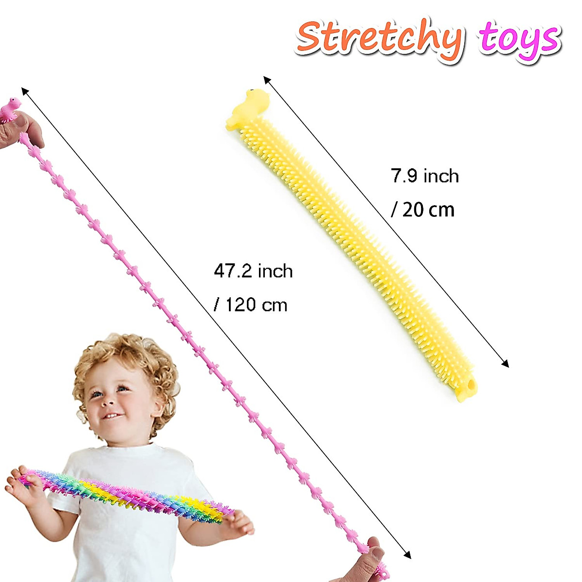 18 Pcs Stretchy String Toys,Alpaca Fidget Sensory Toy,Squeeze Pull Noodles for Boys,Girls,Adults,Party Favors Prizes,Calm Relax