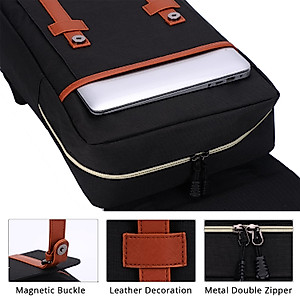 CHREPOE Laptop Backpack for Men Women College School Backpack Travel Backpack Fits 14 Inch Notebook Vintage Casual Daypack(Black)