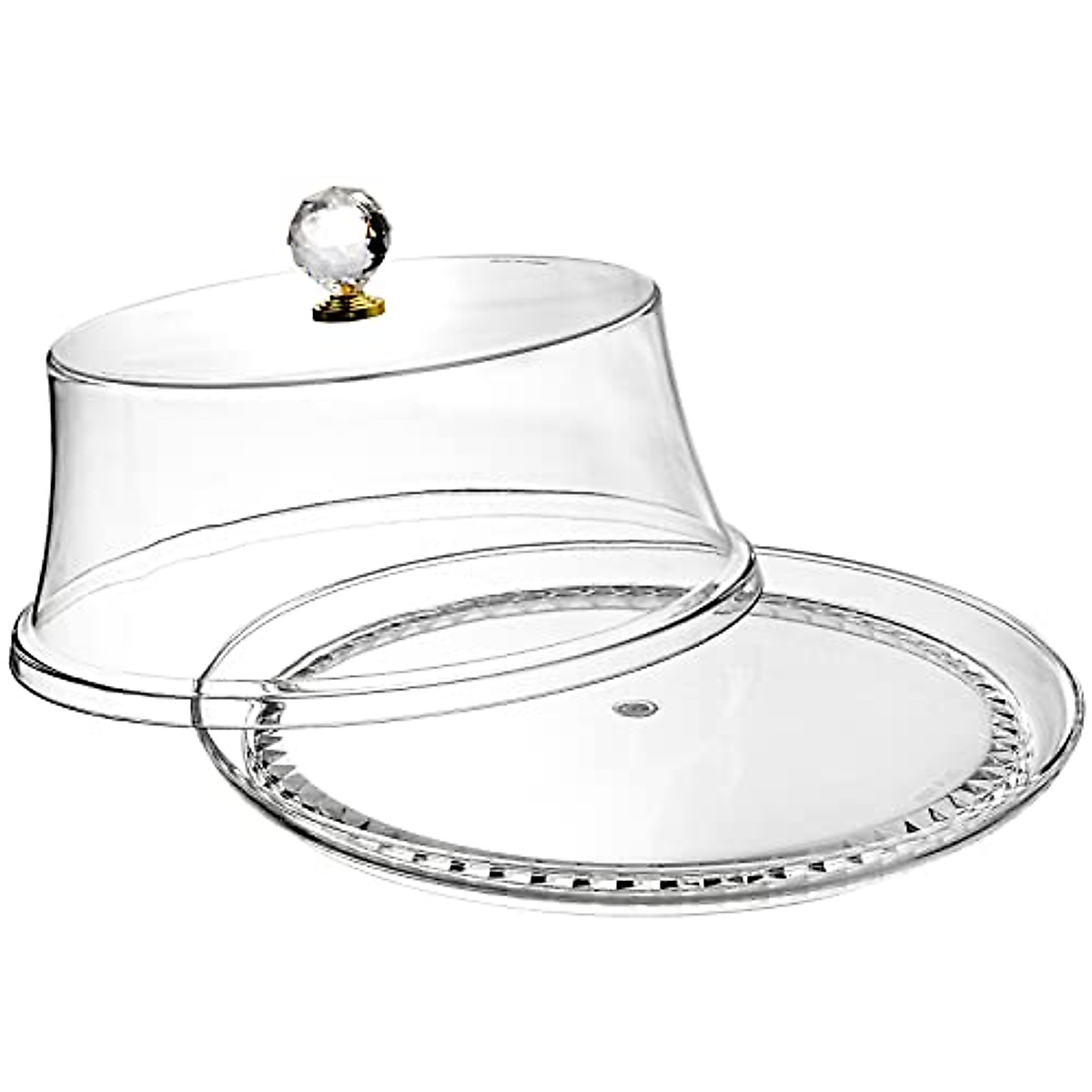 Hiceeden 10 Inch Acrylic Cake Stand with Dome Lid, Clear Cake Plate with Cover, Serving Platter with Lid for Display, Party, Dinner, Dessert