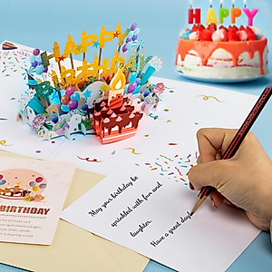 CUISH Birthday Cards with Lights & Music & Candle, 3D Pop Up Musical Happy Birthday Greeting Cards Decoration Gifts for Women Man Girl Boy Daughter Son