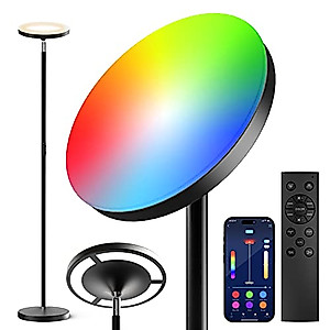 FTOYIN LED Floor Lamp, Smart RGB Bright Floor Lamp, Double Side Lighting LED Standing Lamp, Bright Lamps for Dark Rooms, LED Floor Lamps for Living Room, Bedroom, Office, Home, 24W 2600 Lumens