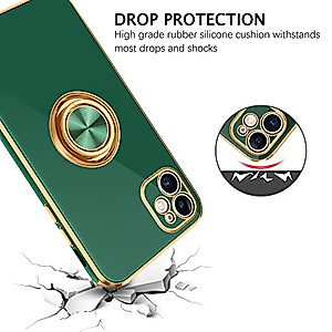Telaso iPhone 11 Case, iPhone 11 Phone Case Electroplated iPhone 11 Case with 360° Ring Holder Kickstand Soft TPU Car Mount Supported Shockproof Protective Plating iPhone 11 Case Cover, Midnight Green