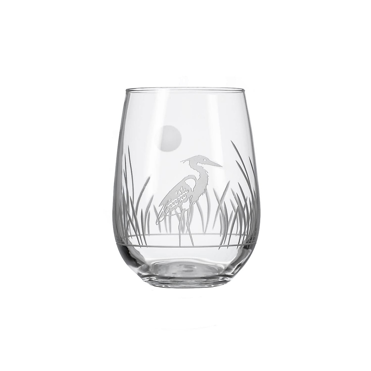 Rolf Glass Heron Stemless Wine Tumbler 18 ounce - Stemless Wine Glasses – Lead-Free Glass - Engraved Tumbler Glasses - Made in the USA (Set of 2)