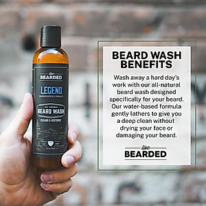 Live Bearded Beard Wash, 8 fl oz - Water-Based Face Cleanser with All-Natural Ingredients for a Gentle, Deep Clean - Made in the USA | Legend Scent - Sandalwood, Vanilla