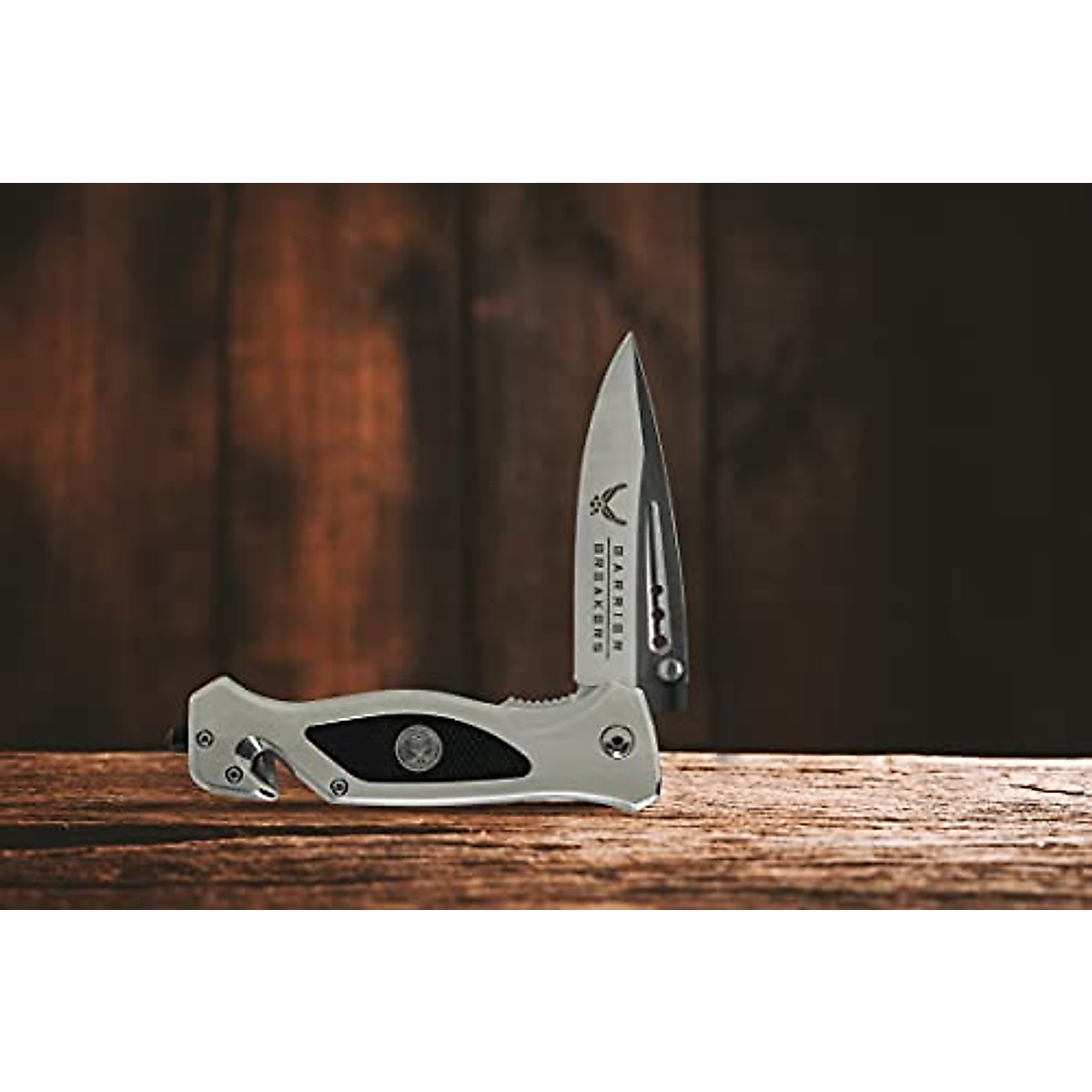 Military Gift Shop Air Force Folding Elite Tactical Knife - Air Force Rescue Knife (SILVER)