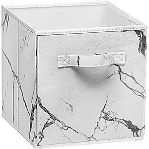 Sorbus Fabric Foldable Storage Cubes Organization Bins, Great for Home Organization, Living Room, Cube Storage Bins, for Closet, Nursery, Playroom, College Dorm, Marble Print Fabric (4, Pack, White)