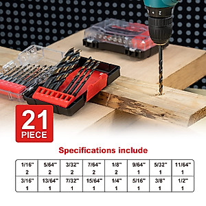 VALYRIANTOOL Impact Drill Bit Set, 21PCS Hex Drill Bit Set, Black Gold Drill Bits Set, HSS Quick Change Impact Driver Drill Bit Set for Copper, Aluminum, Zinc Alloy, Wood, Plastic 1/16"-1/2"