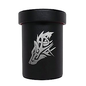 Over Sized Dice Cup with Lid - Leather Lite Faux Leather Wrap with Tight Fitting Lid - Holds 80 Dice (Wolf)