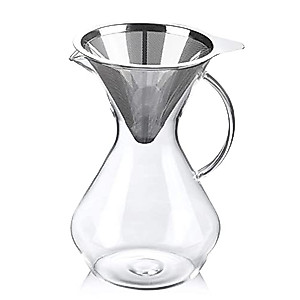 Modern-Depo Glass Coffee Maker Pour Over 34 Ounce/ 1000ml with Coffee Dripper Filter and Handle