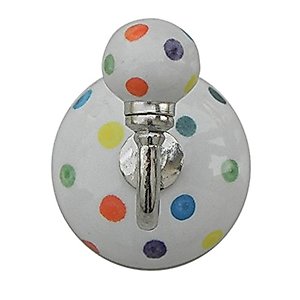 IndianShelf Key Hooks Wall Mounted | Multicolor Heavy Duty Coat Hook | Ceramic Heavy Duty Hooks for Hanging | Dotted Single Coat Hanger | Bathroom Wall Hooks [5.72 cm]