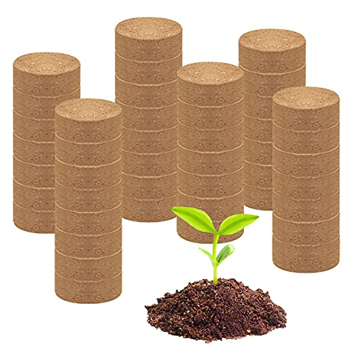ZeeDix 50pcs(30mm) Compressed Coco Coir Fiber Potting Soil- Coir Medium, Coconut Soil for Indoors or Outdoors, Bonsai, Herbs, Plants, Flowers and Vegetables