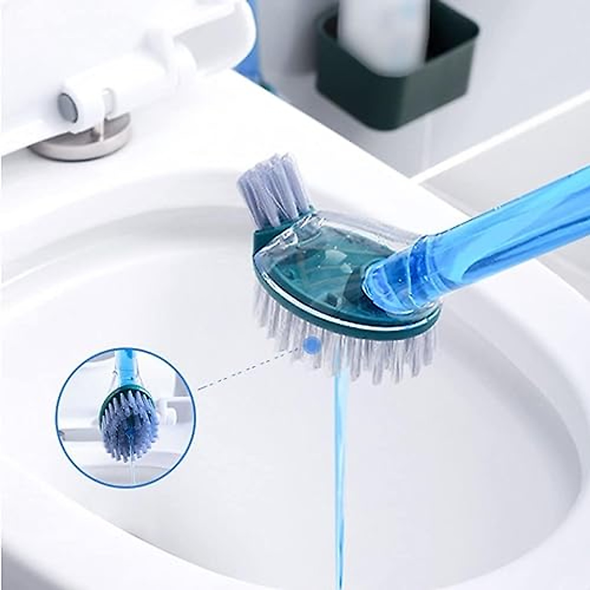 Creative Brush Toilet Brush Double Sided Brush Head Toilet Cleaner Brush Plastic Handle Toilet Bowl Brush and Stand