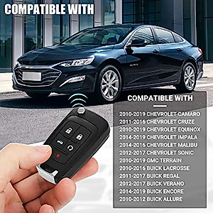 Pilida Keyless Entry Remote Control Compatible with Chevrolet Equinox Sonic OHT01060512 Flip Replacement OEM Car Key Fob 5 Button 2 Pcs