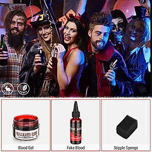 Halloween Makeup Liquid Latex SFX Makeup Kit Special Effects Makeup with Face Body Paint, Makeup Glue, Washable Fake Blood, Scar Wax, Paint Brushes for FX Clown Cosplay Costume Halloween Deco