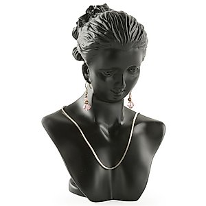 Displays2go Jewelry Display Head Showcases Necklaces and Earrings with Countertop, Black