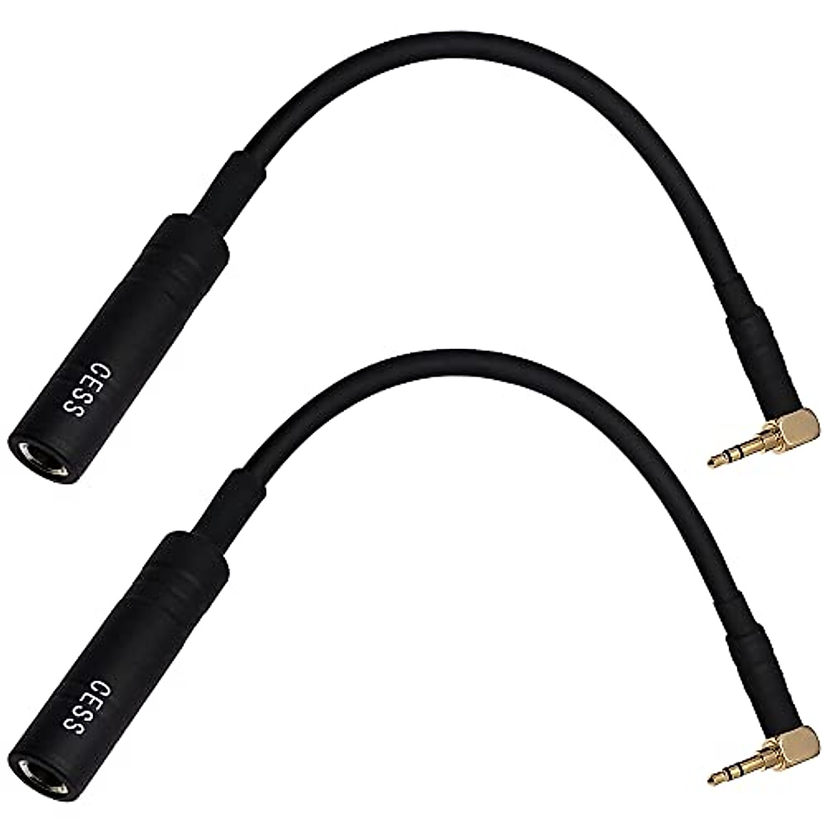 CESS-270 Elbow Connector Right Angle 3.5mm to 6.35mm 1/4 Inch TRS Adapter for Headphone & Amp, Microphone, Audio System, etc