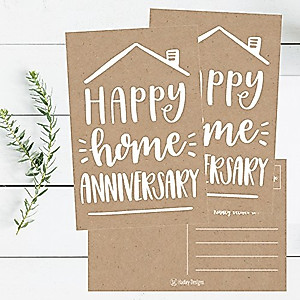 25 Kraft Happy Home Anniversary Realtor Cards, Blank Greeting House Postcards, Bulk Real Estate Thank You Notes, Welcome Home Realtor Gifts Stationery, New Realtor Gifts For Clients, Housiversary Card
