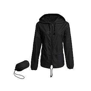 Century Star Lightweight Rain Jackets for Women Waterproof Windbreaker Jacket Women Packable Raincoat Rain Coats with Hood Black 3X-Large