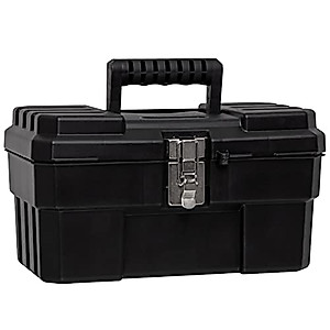Akro-Mils 09514 ProBox 14-Inch Plastic Toolbox for Tools, Hobby or Craft Storage Toolbox with Removable Tray, 14-Inch x 8-Inch x 8-Inch, Black