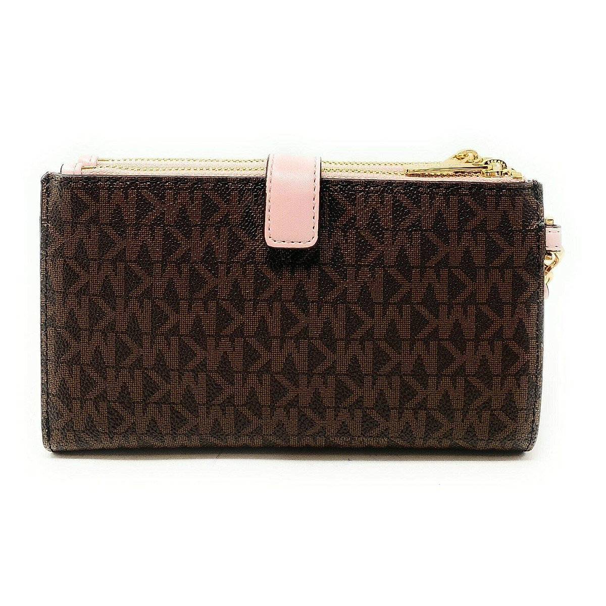 Michael Kors Jet Set Travel Double Zip Wristlet (brown softpink)