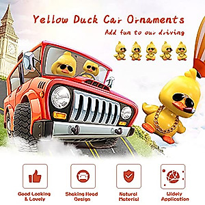 wonuu Cute Yellow Duck Toy Car Ornaments Cool Duck Car Dashboard Decorations Shaking Head Doll
