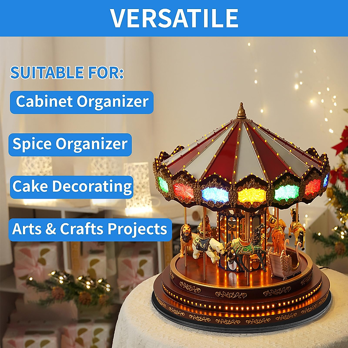 TamBee 6 inch Lazy Susan Turntable Organizer White Acrylic for Spice Rack Table Cake Kitchen Pantry Decorating