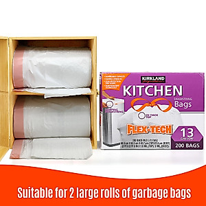 Libreshine 2 In 1 Extra Large Trash Bag Dispenser Roll Holder, Fits Costco Large Roll of Garbage Bag Storage Organizer, Wall Mount Bamboo Trash Bag Holder for 2 Rolls(2 Slots (Extra Large))