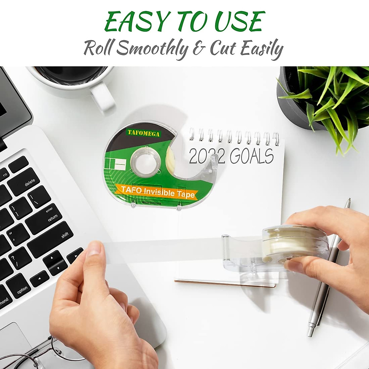 Tape for Wrapping Gifts, 8 Rolls Wrapping Tape for Presents, Frosted Writable Invisible Gift Tape Gift Wrapping Tape with Dispenser,7/10 X 800 Inches