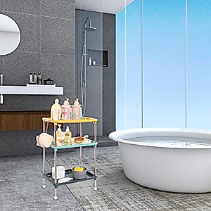 ruishetop Multicolor Plastic Storage Rack Easy Assembly Space Saving for Kitchen Laundry Room Bathroom (3-Tier)