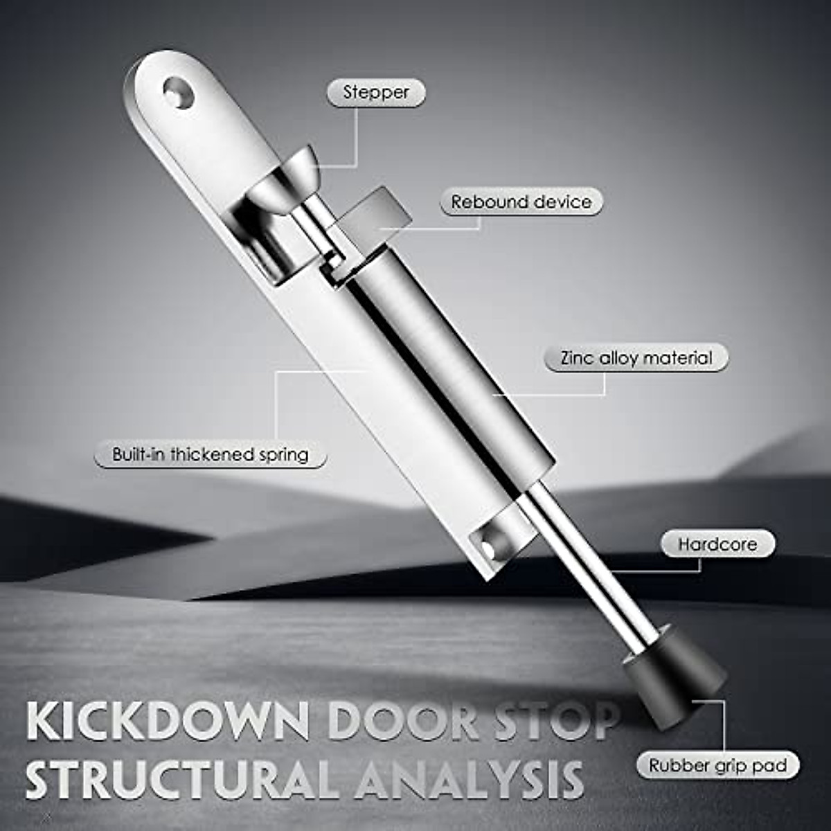 4 Pcs Heavy Duty Door Stopper Stainless Steel Foot Kickdown Door Stop Adjustable Easy Step Door Holder Telescopic Spring Door Stop Door Spring Stopper Silver Door Locks Holder for Outdoor Commercial