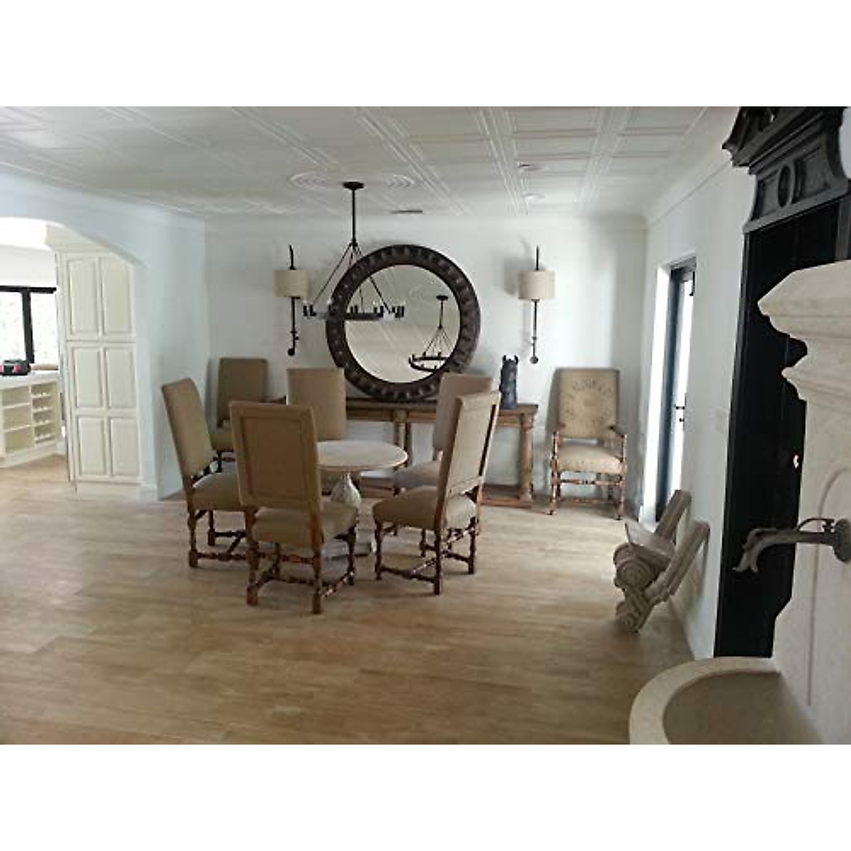 A La Maison Ceilings R24 Line Art Foam Glue-up Ceiling Tile (21.6 sq. ft./Case), Pack of 8, Plain White