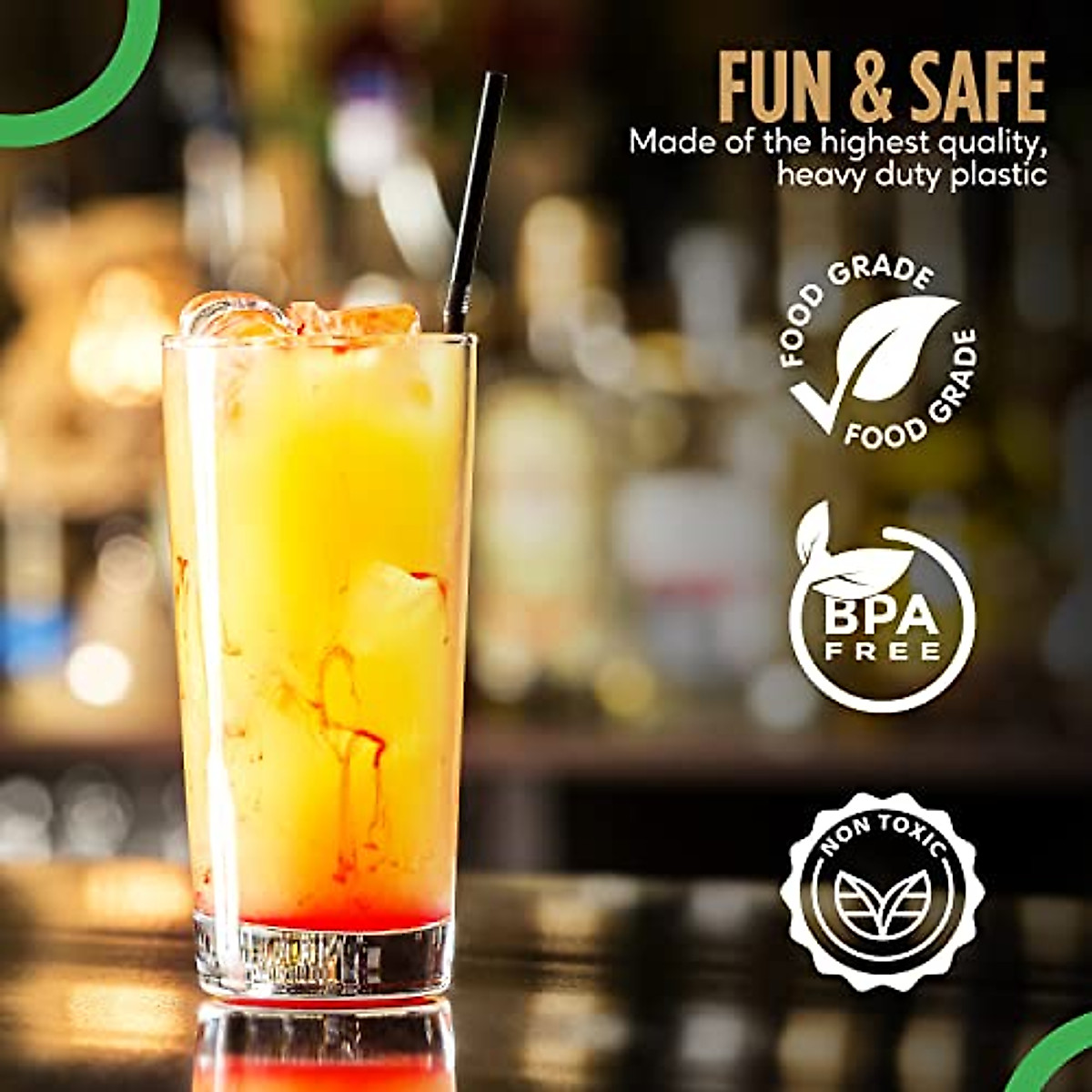 500 Black Straws Individually Wrapped - Individually Wrapped Straws - Drinking Straws - Black Plastic Straws - Disposable Straws - Straws Individually Wrapped