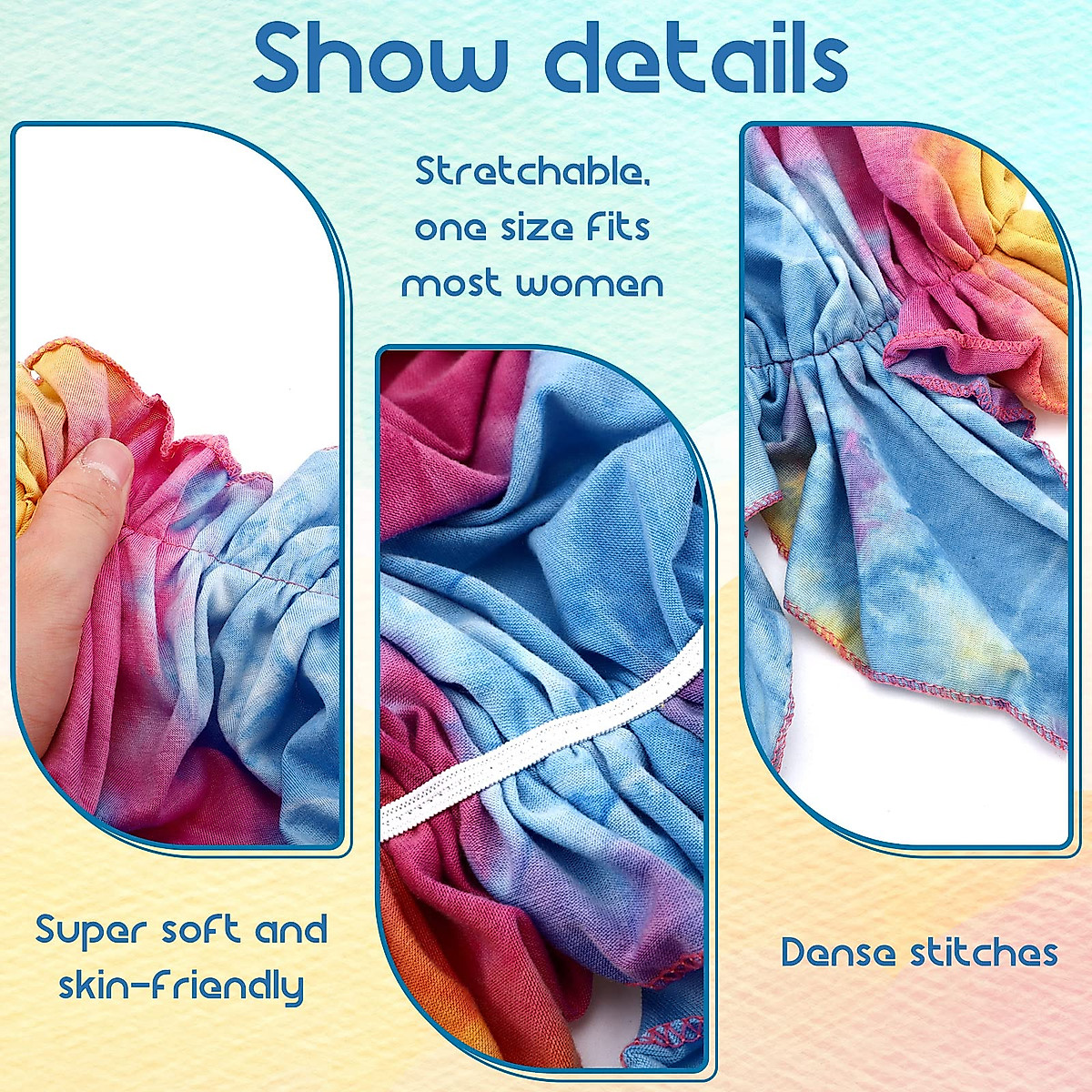 Geyoga 6 Pcs Chemo Headwear for Women Turban Beanie Caps Cancer Head Scarves Hair Loss Beanie Headwear for Yoga Running (Stylish Color,Retro Style)