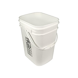 5.3 Gallon White Rectangular Bucket/Pail with Hinged Snap Lid, 4 Pack